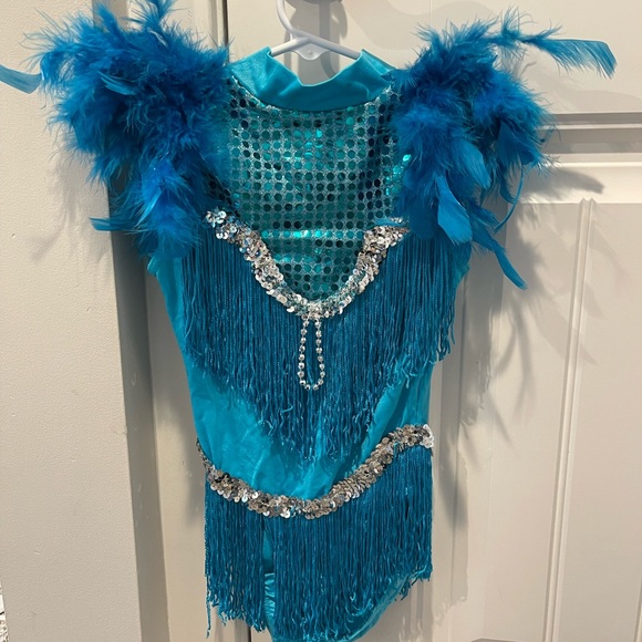 Costumes | Blue Sequenced Feathered And Fringe Girls Dance Costume ...